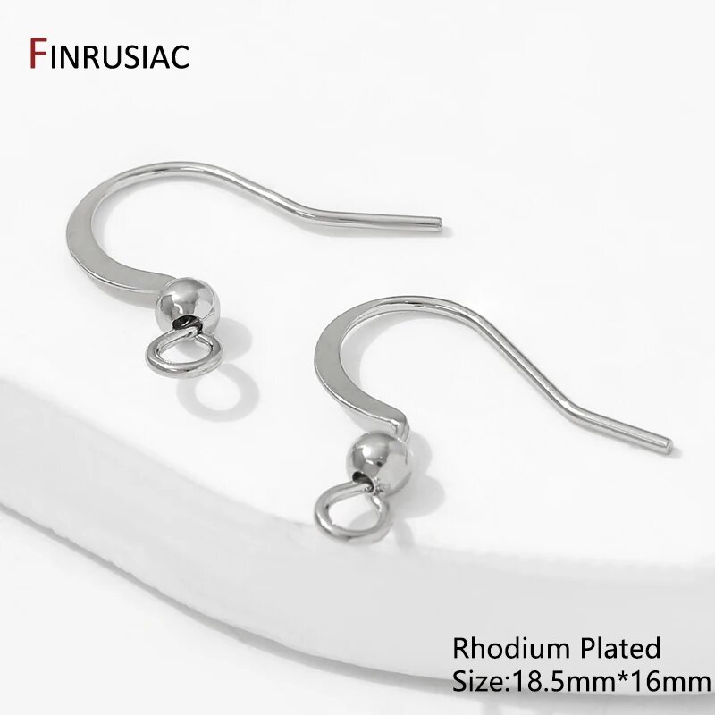 Сережки-гвоздики, серебряные, Rhodium Plated, 18.5x16 мм