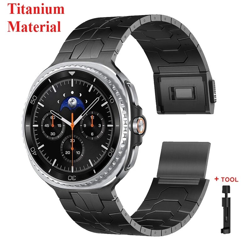 Магнитный титановый ремешок FancyWrist для Samsung Galaxy Watch Galaxy Watch 8 40mm, Black-Titanium