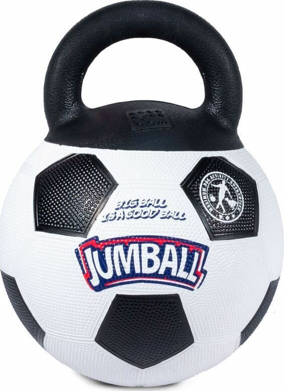 GiGwi, серия JUMBALL, Игрушка Мяч футбольный для собак c ручкой белый, 26 см