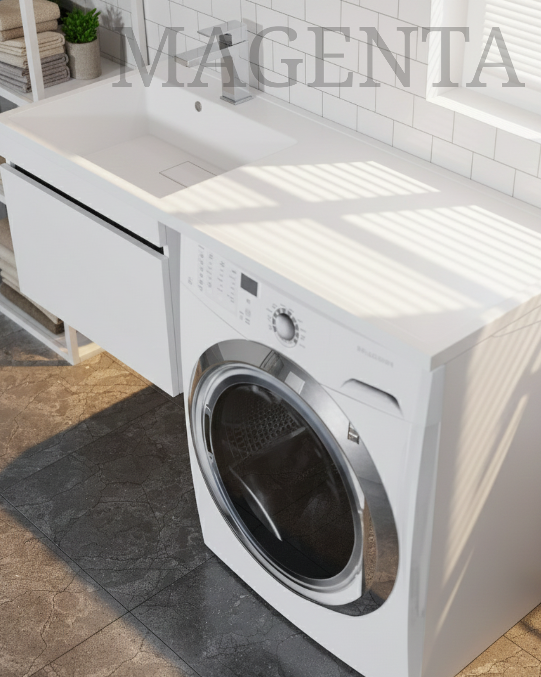 Раковина над стиральной машиной Uperwood Magenta, 110 см, левая