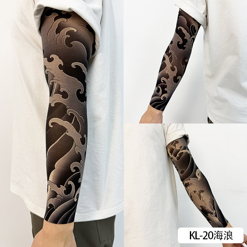 Бесшовный тату-рукав с цветами, защитный рукав от солнца, защитный рукав от УФ-излучения, унисекс, водонепроницаемый, дышащий чехол для руки