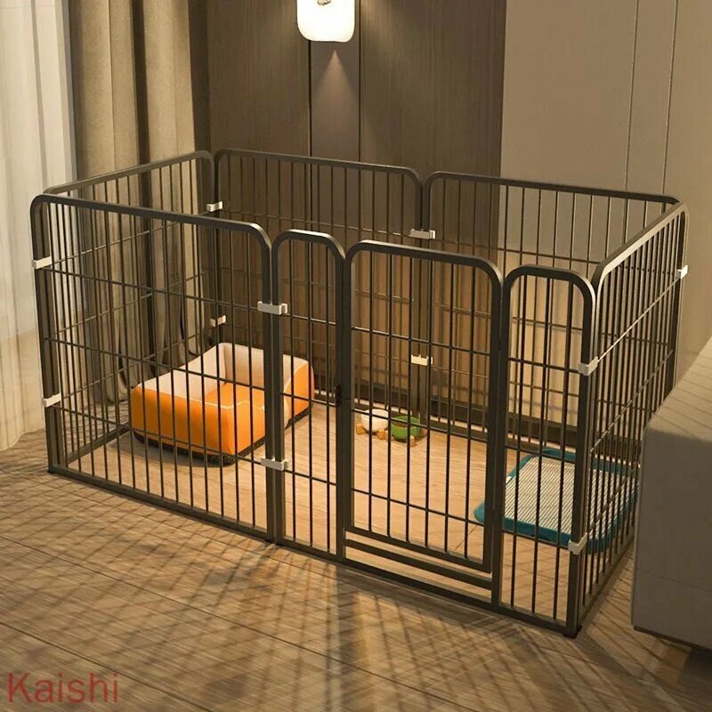 Усиленный вольер для собак, кошек, кролика. Металлическая складная клетка для крупных, средних и мелких пород домашних животных. Уличная будка для щенков и котов/черное/7 секцийhyyy