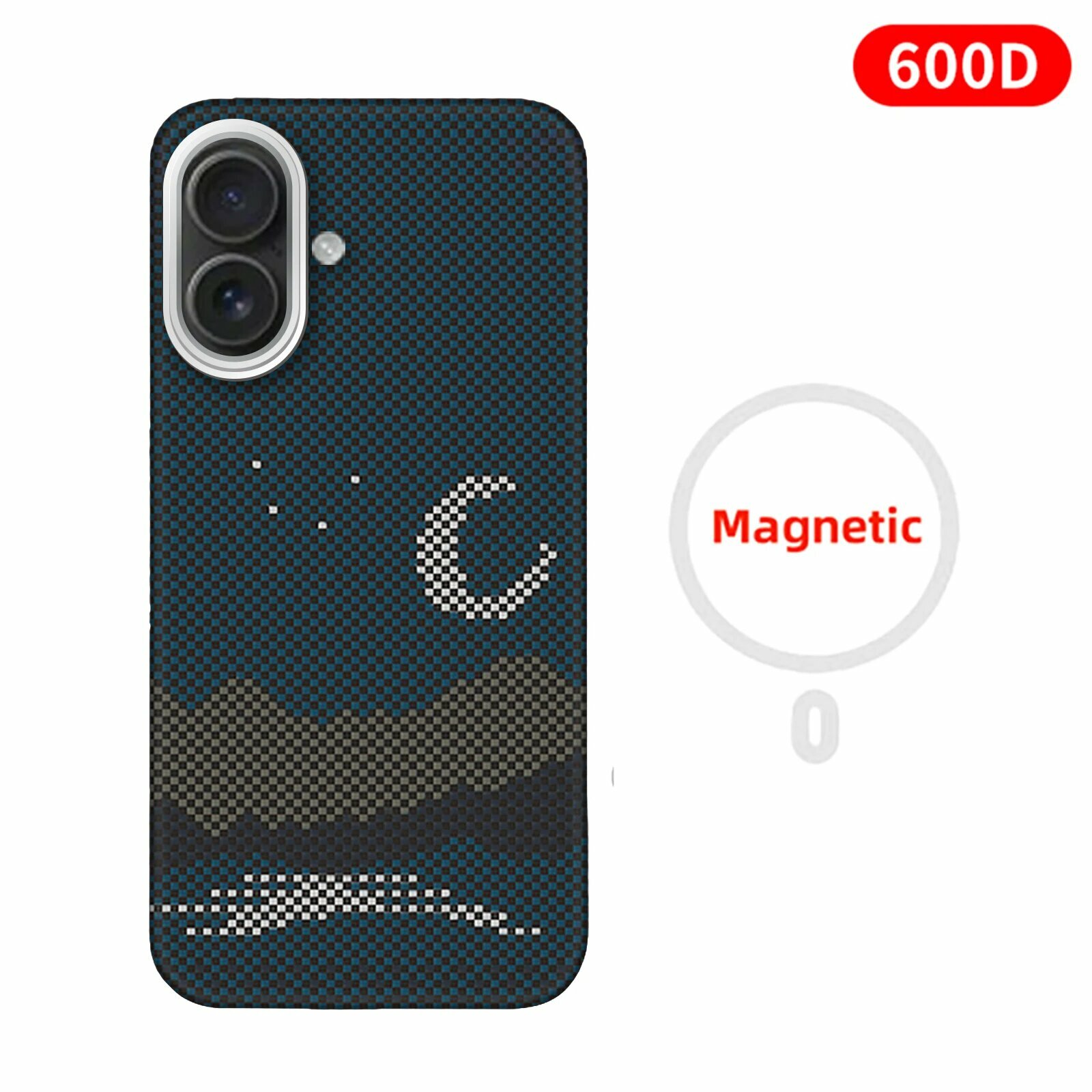 Чехол для iPhone 17, арамид, черный, Moon, магнитный, 600D