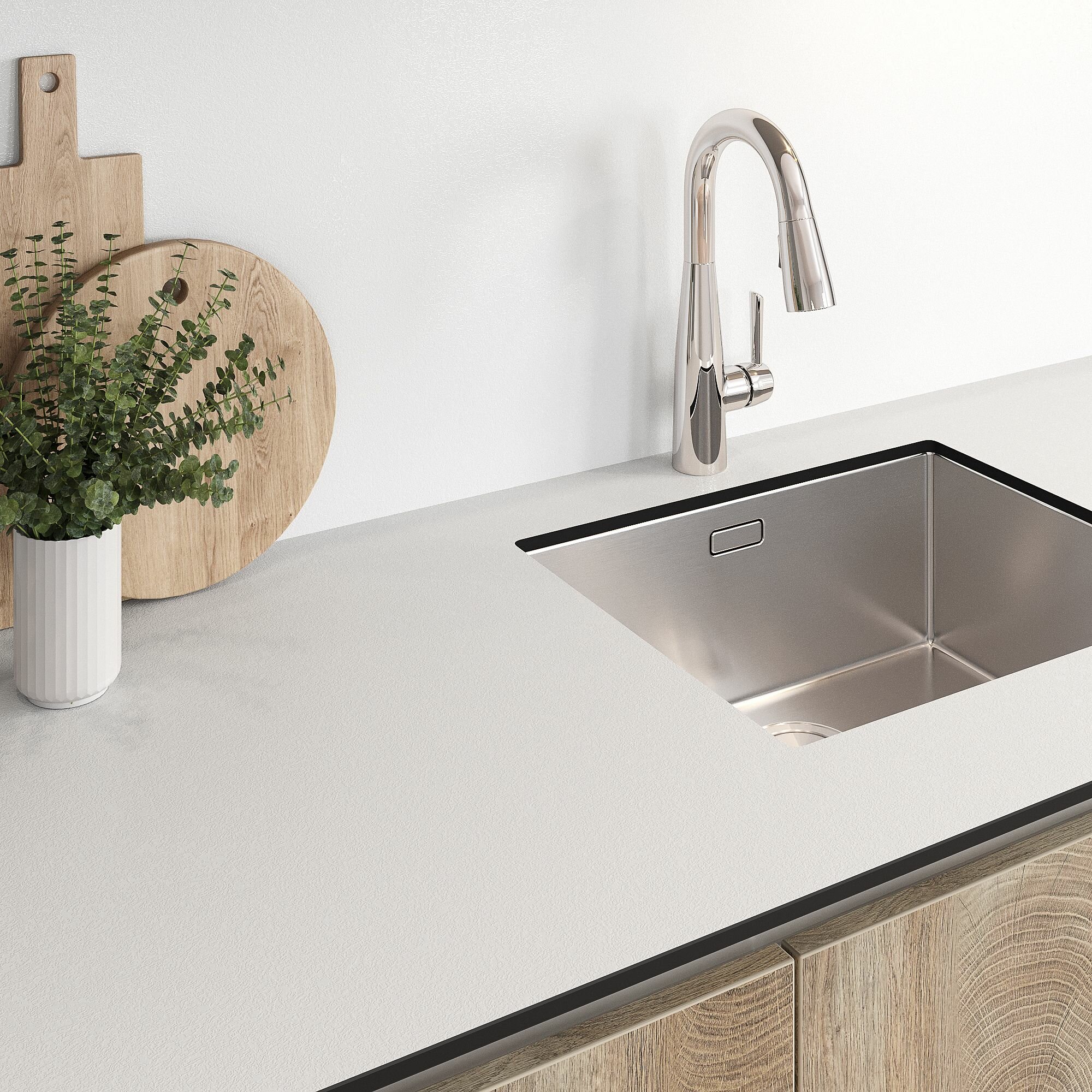 Комплект столешница для кухни и стеновая панель HPL Compact White 2400х650 мм, Slotex