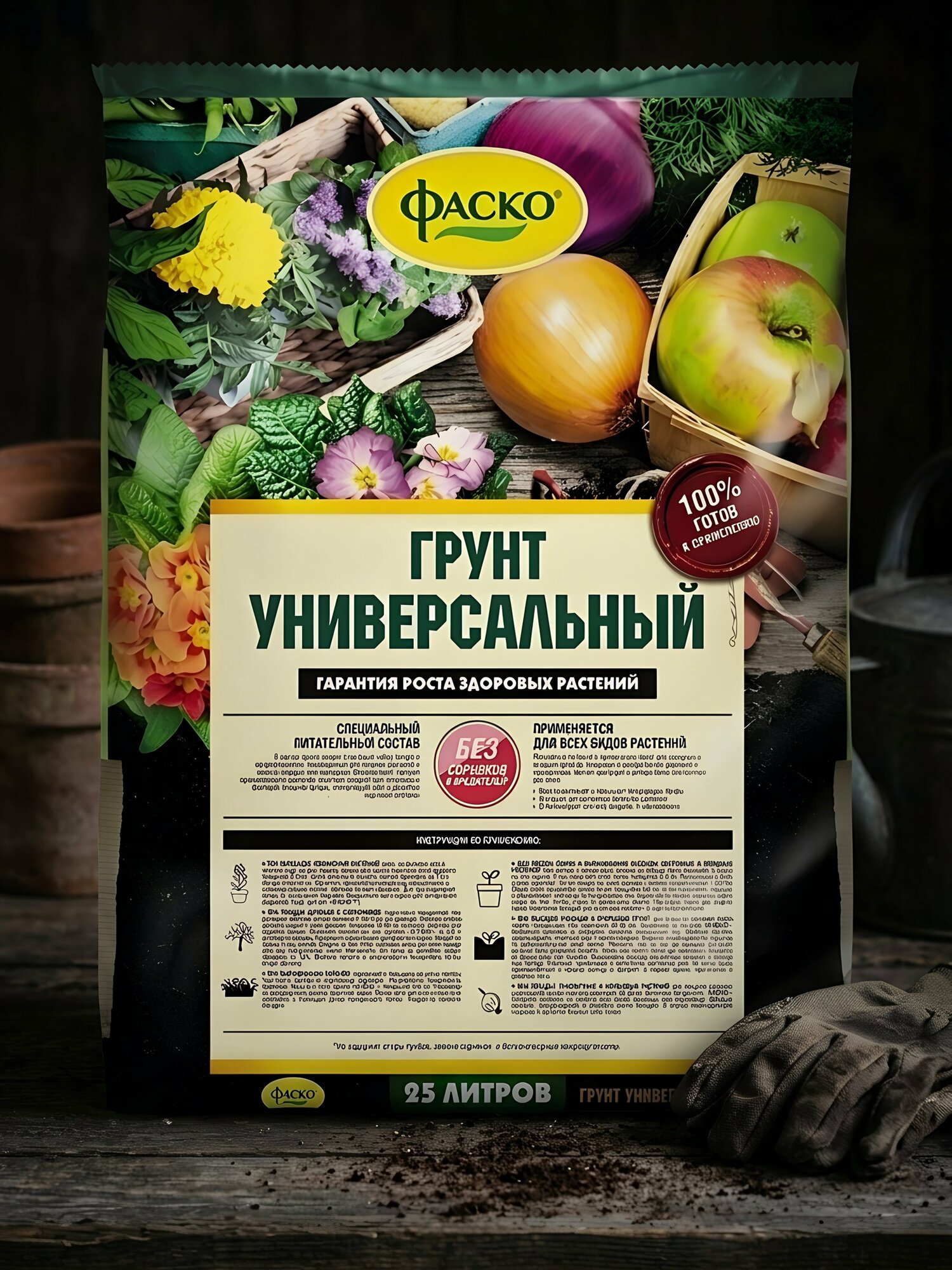 Грунт универсальный Фаско 25 л — качественная почвосмесь на основе торфа для посадки растений и повышения урожайности.