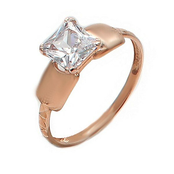Кольцо тонкое, широкое JEWELIN, красное золото, 585 проба, фианит