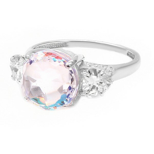 Кольцо широкое, тонкое JEWELIN, серебро, 925 проба, родирование, кристалл, фианит