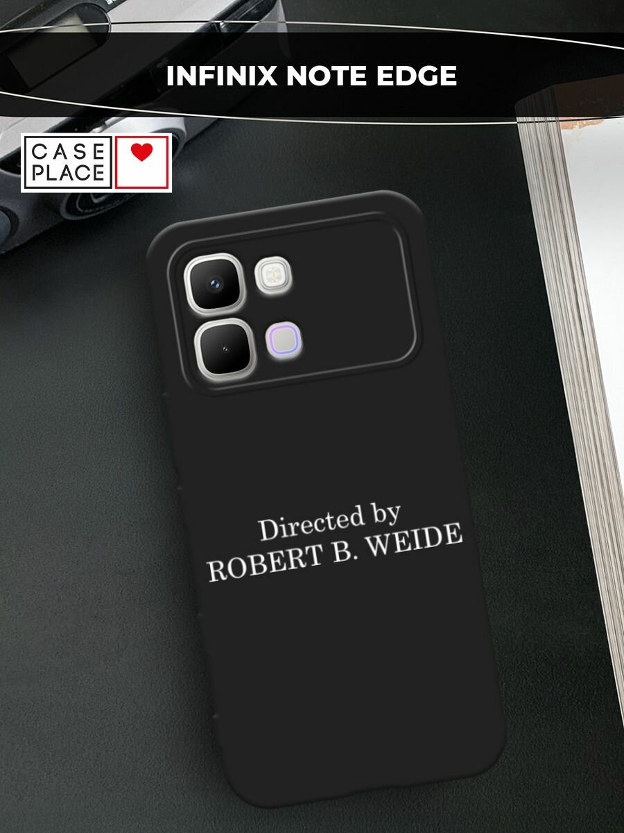 Черный матовый чехол на Infinix Note Edge / Инфиникс Нот 60 Эдж с принтом Robert B Weide