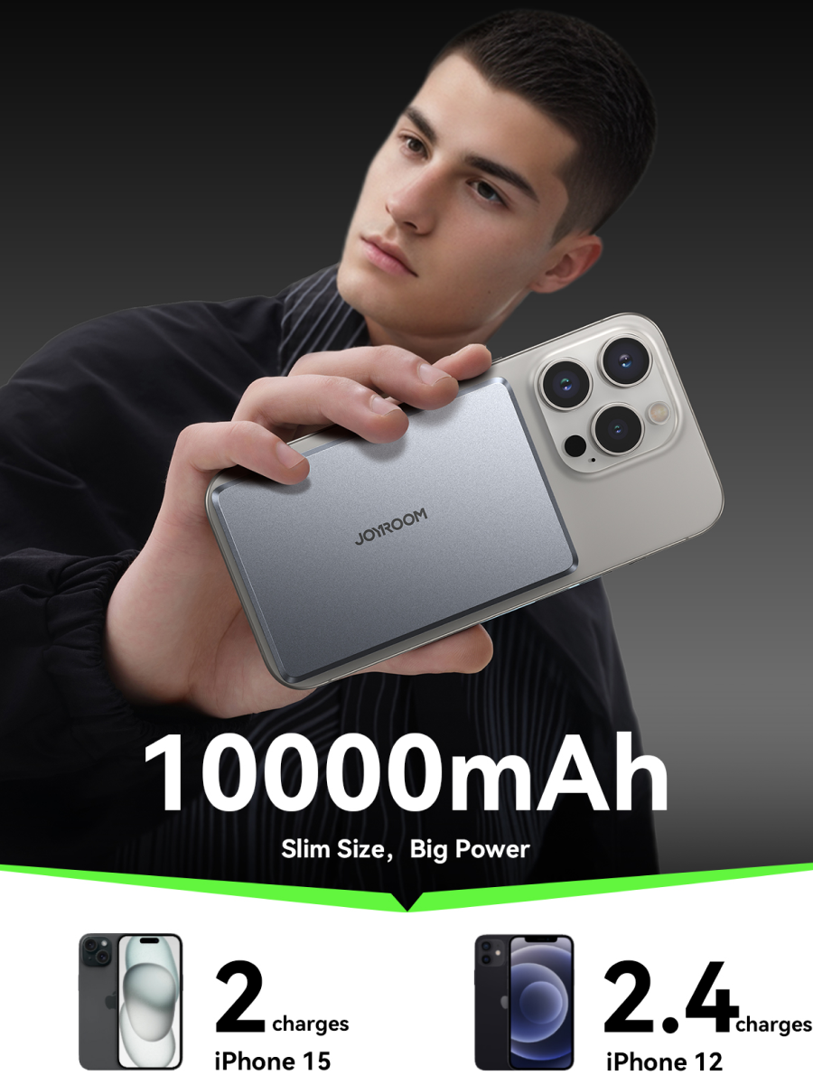 Внешний аккумулятор JoyRoom JR-PBM08 Pro Ultra-Slim Metal 10000mAh серый металлик