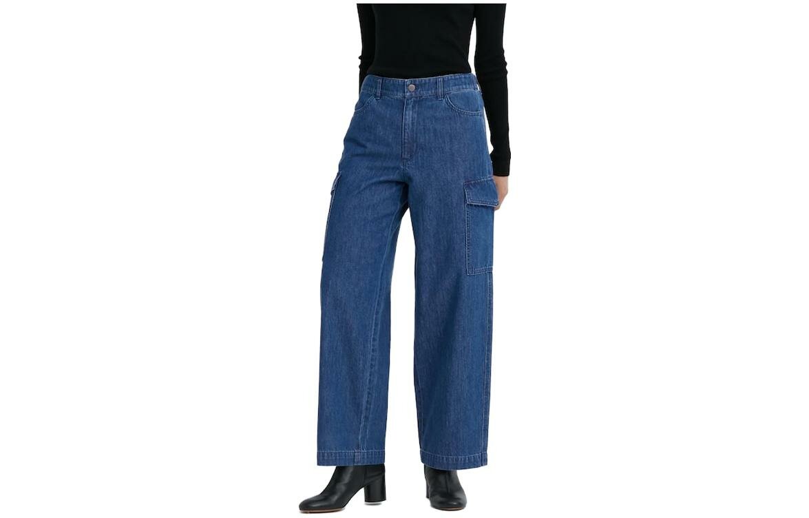 Джинсы трубы Uniqlo Sea Blue Moderate Straight Fit Pants