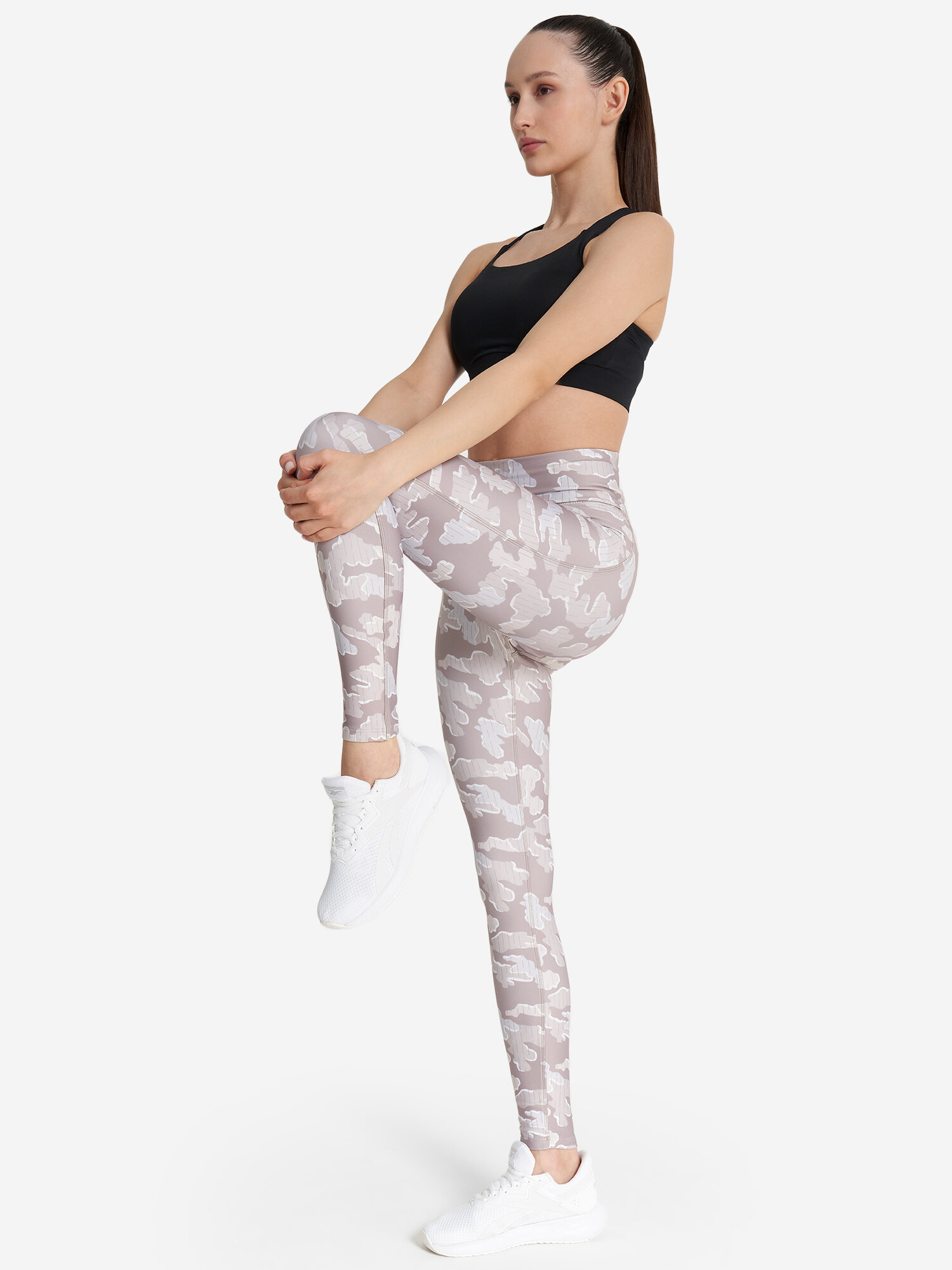 Брюки спортивные Reebok TRAIN CAMO TIGHT, размер S, серый — фото 1