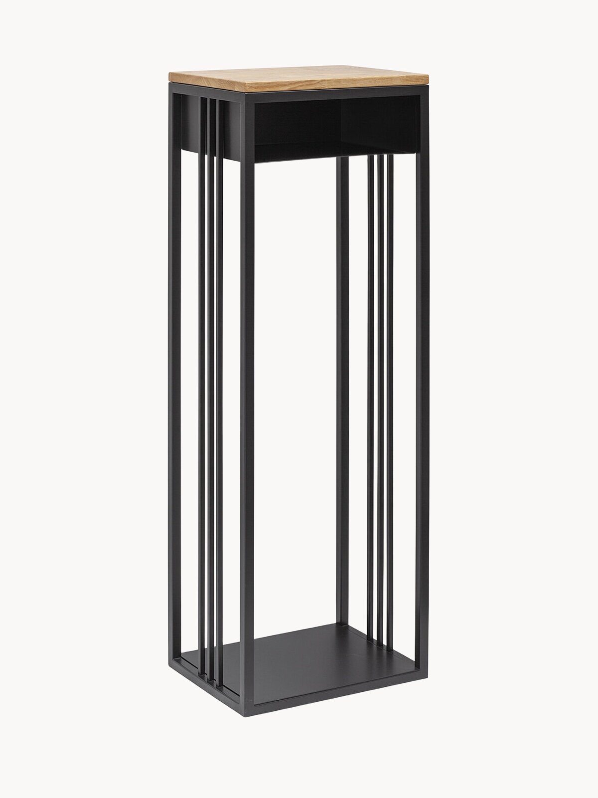 Дровница SOHO MAX с полкой, черная, столешница дерево, 400х300x1360