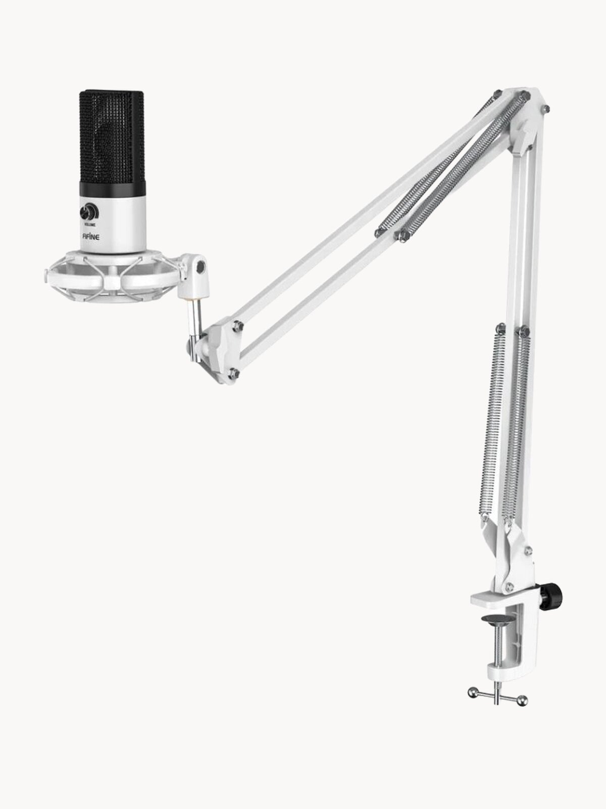 Микрофонный комплект Fifine T680W, проводной, комплект с пантографом, настольный, белый