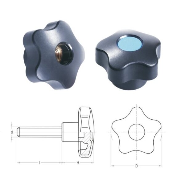 Рукоятка с наружной резьбой M10 D=50 L=20, 10 шт. Woodwork 995.10.20