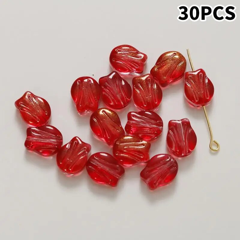 Лulmo стеклянные бусины-тюльпаны 30 шт. Красный, A11