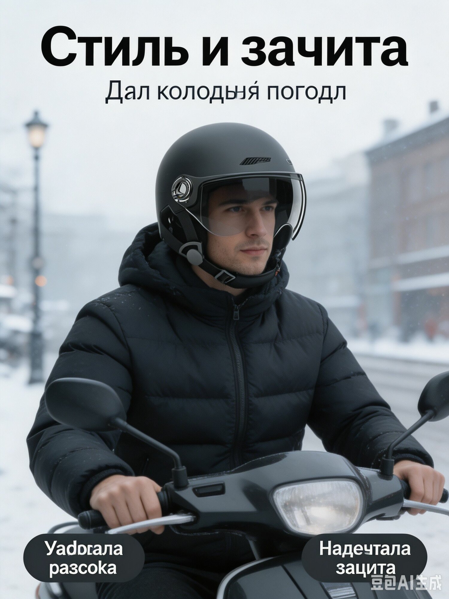 Мотошлем, цвет: черный, прозрачный, размер: L