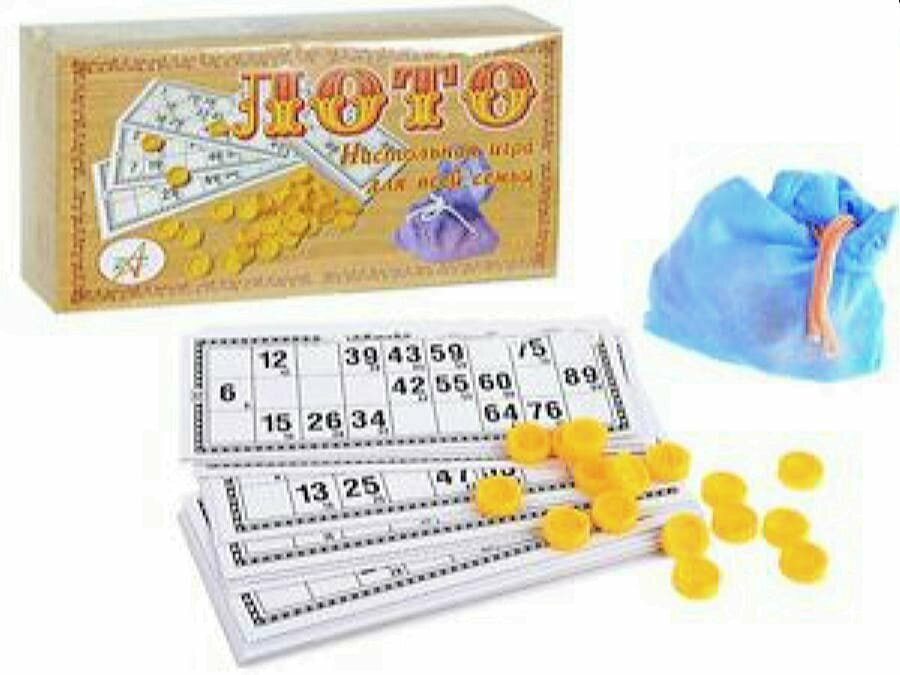 Лото (90 фишек, 24 карточек, мешочек, пластик, в коробке) 0010, (Астрон)