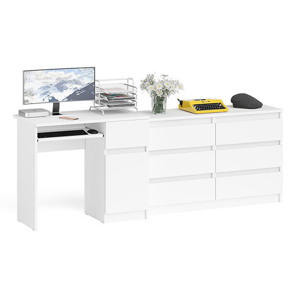 Стол компьютерный Мори МС-1 правый + Комод МК1200.6, цвет белый