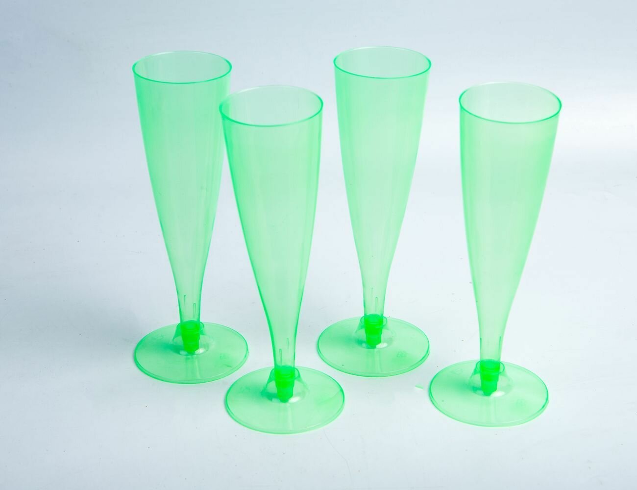 Набор одноразовых бокалов для шампанского, зеленые, 150 мл, 4 шт, Koopman International