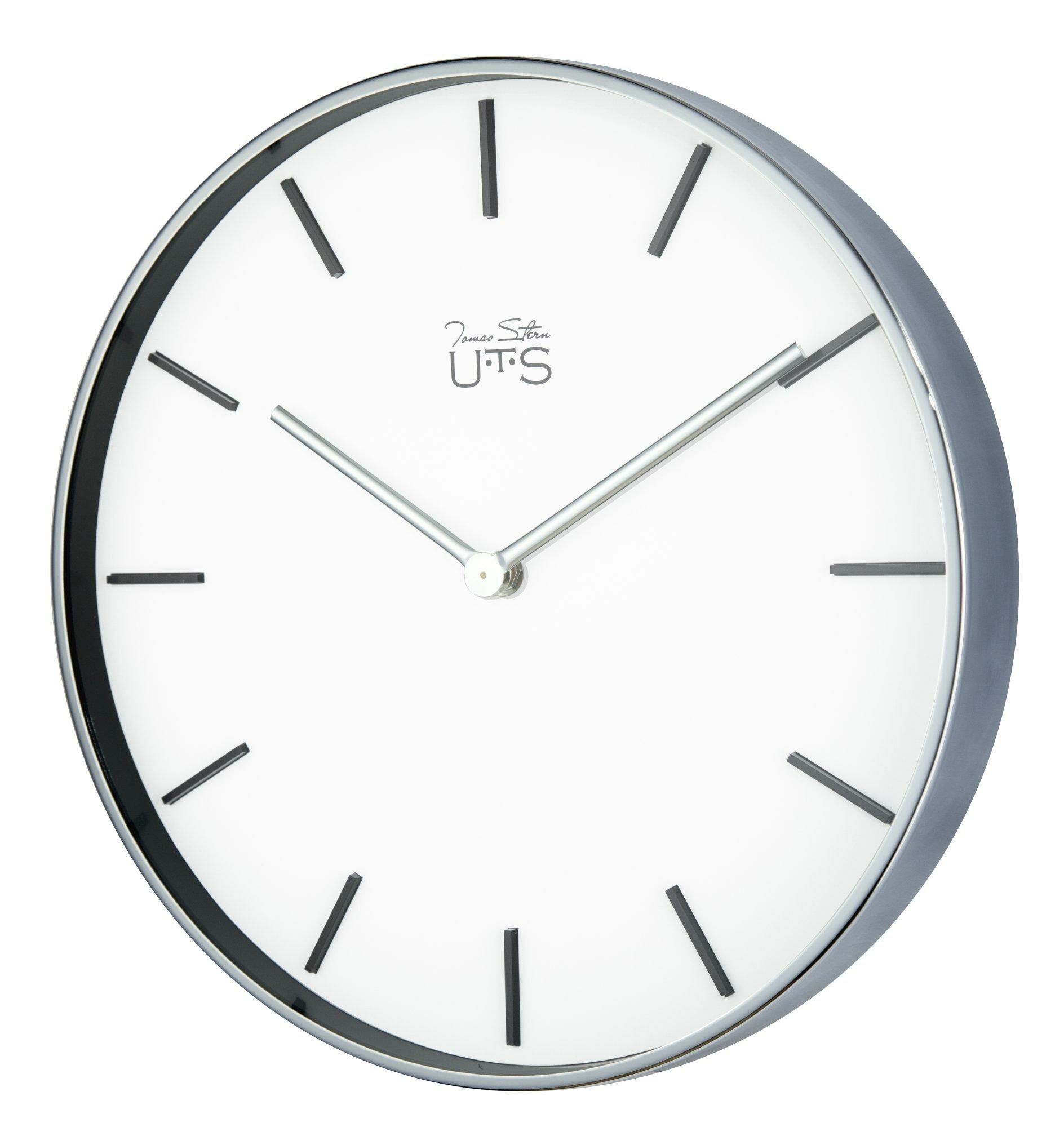 Настенные часы Tomas Stern TS-4004S Wall Clock, кварцевые, серебристый хром, 30 см