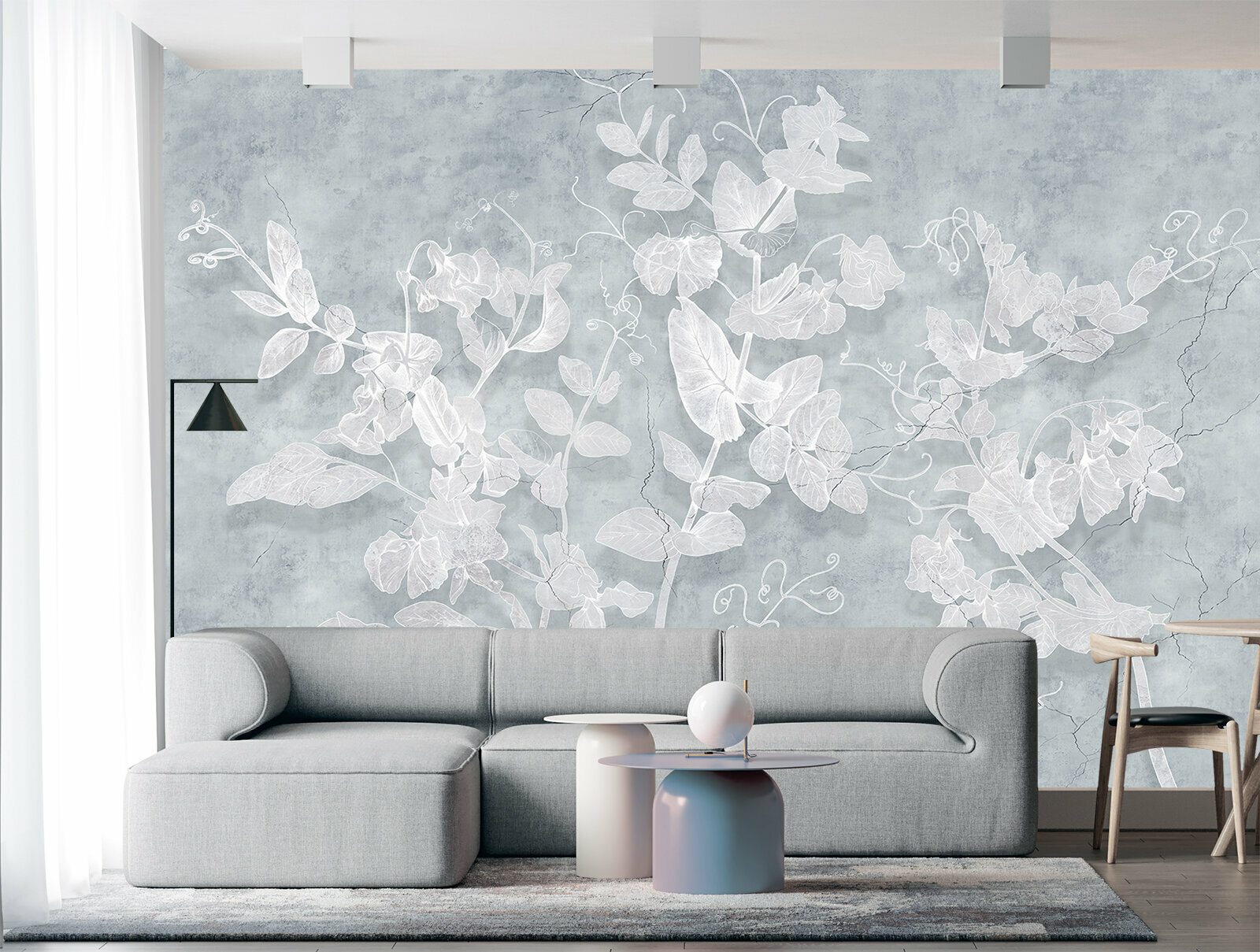 Фотообои флизелиновые с виниловым покрытием Luxury Walls AM07804G "Голубые листья" 400х270 см