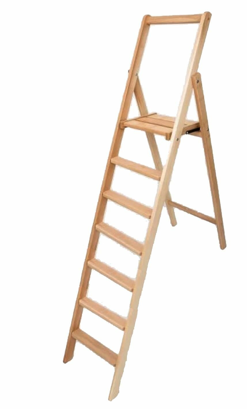 Стремянка деревянная ласточка для дома, семь ступеней, натуральный бук