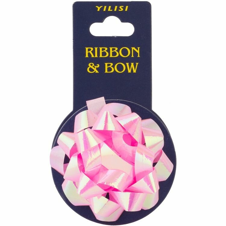 Бант Звезда 7см +Лента 4м перламутр розовый