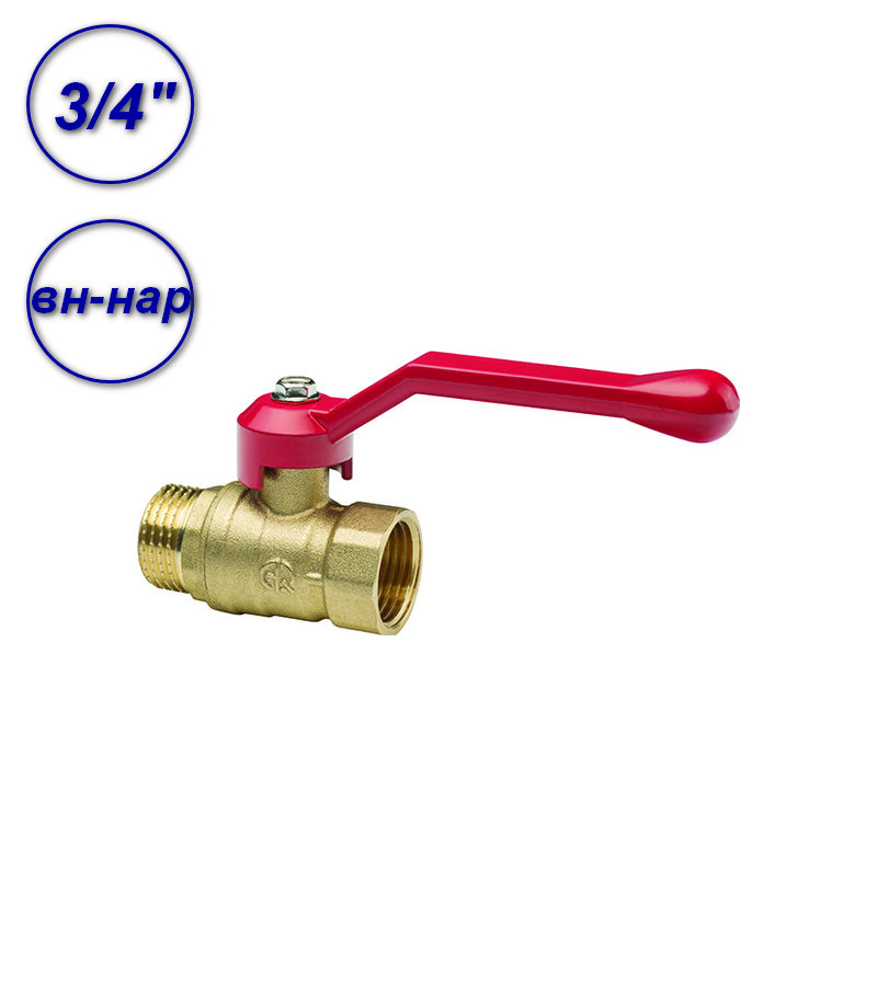 Кран шаровой для воды прямой, латунь, вн-нар 3/4" Aqualink, ручка-рычаг 5 шт