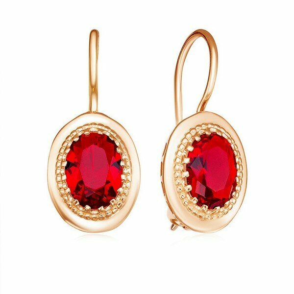 Серьги, красное золото, 585 проба, рубин синтетический