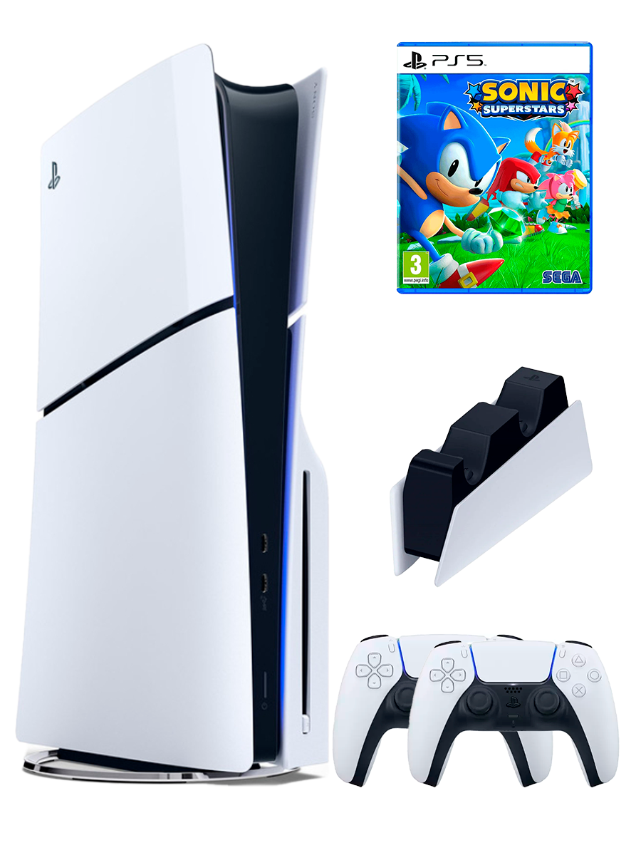 PS5 (ПС5) Игровая приставка Sony PlayStation 5 Slim disc + 2-й геймпад + зарядное + игра SonicSS