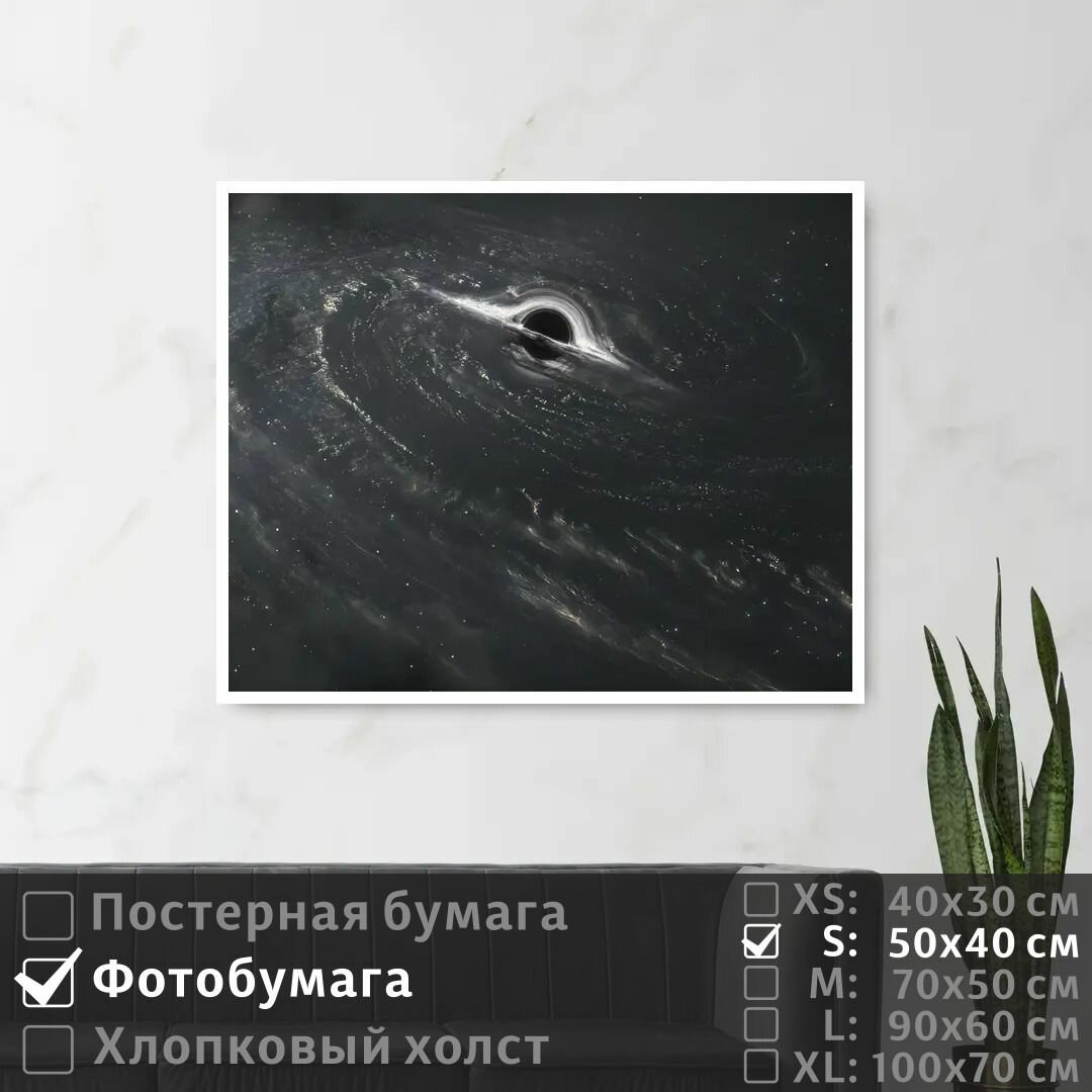 Постер на фотобумаге Черная Дыра В Космическом Пространстве 50х40 см ПолиЦентр