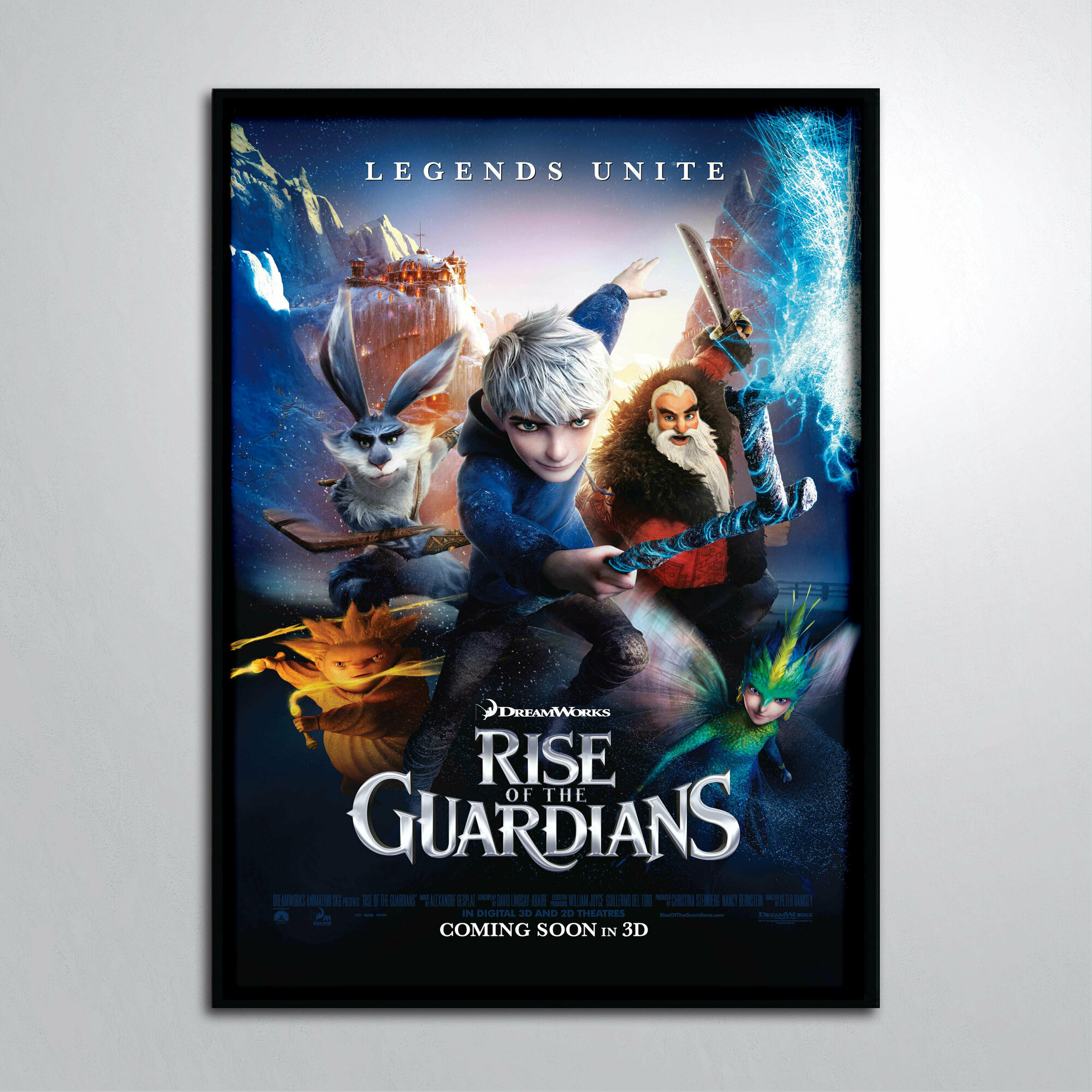 Постер без рамы/Хранители снов Северянин, Ледяной Джек, Кролик, Зубная Фея и Песочный Человек Rise of the Guardians