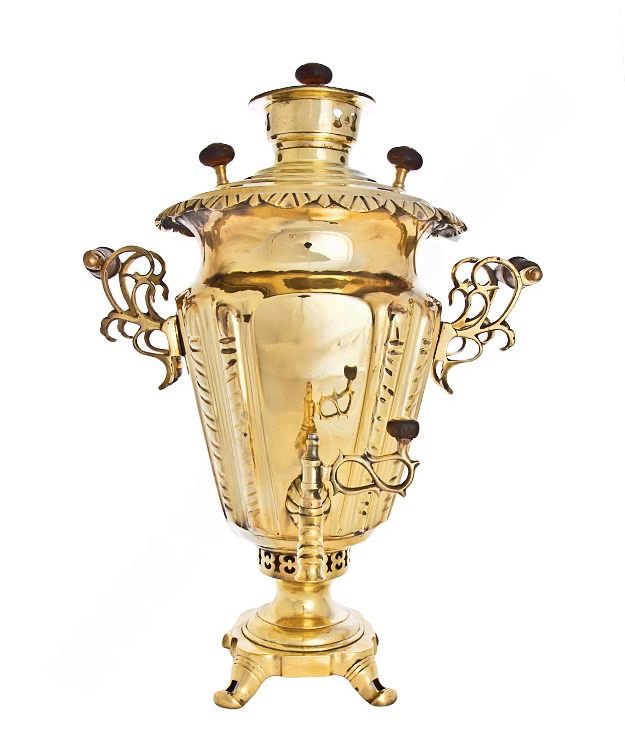 Самовар антикварный Рюмкой 5л, гранный с витыми ручками, дровяной