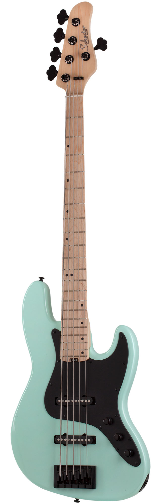 SCHECTER J-5 SEA FOAM GREEN w/MAPLE - 5-ти струнная бас-гитара, 21 лад, корпус: ольха, гриф: клё, на болтах, звукосниматели: 2х Schecter USA MonsterTone-J, регилуровки:2х громкость, тон (push-pull), цвет SEA FOAM GREEN