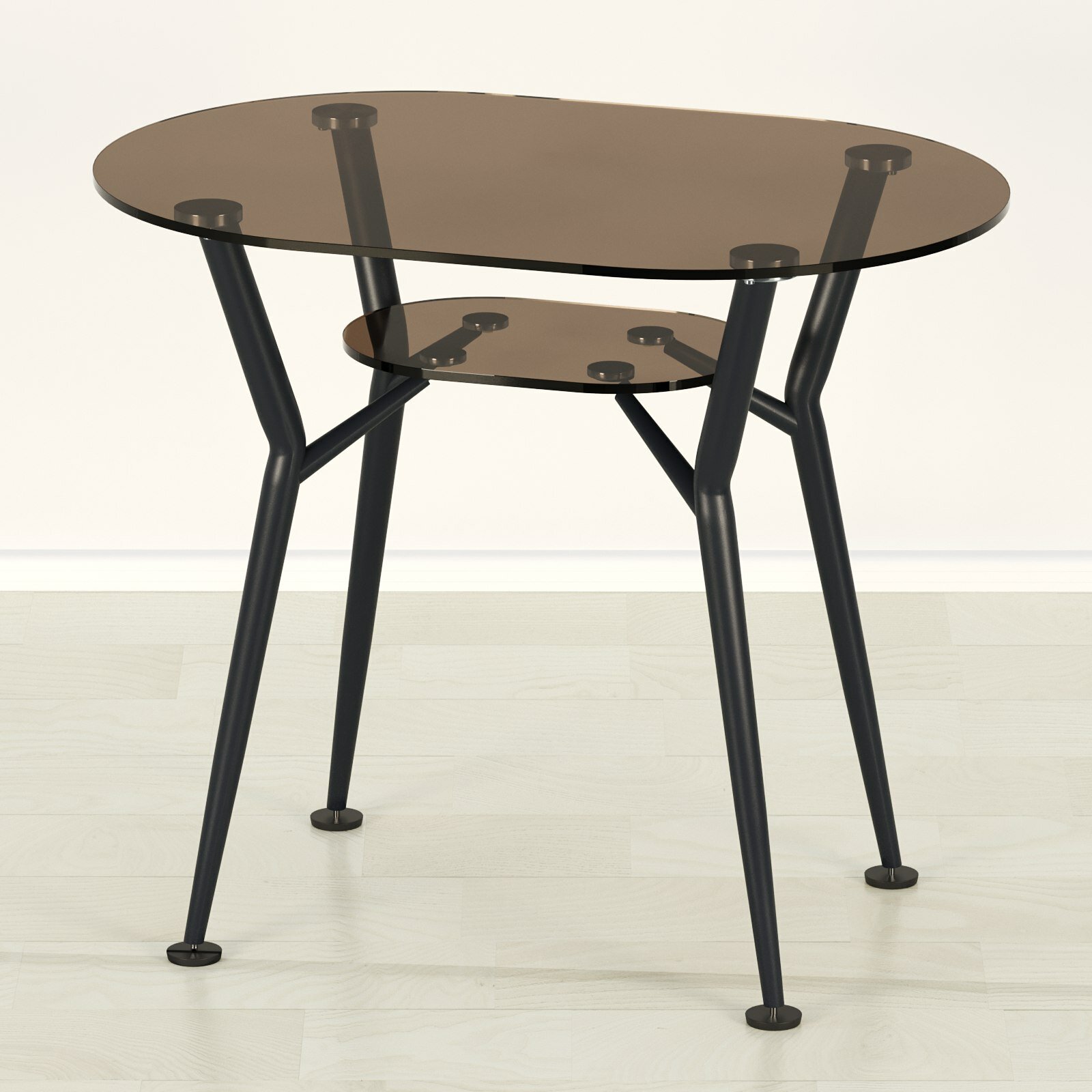 Стеклянный стол овальный Квадро 23 бронза/черный (1000х600)