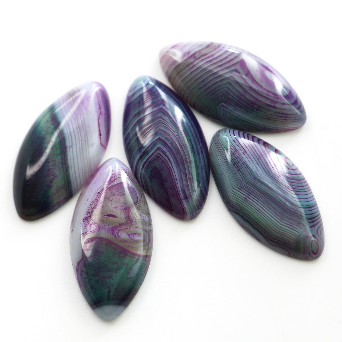 Кабошон Агат 1 шт, цвет фиолетовый, 38-40x19-20x6-7 мм