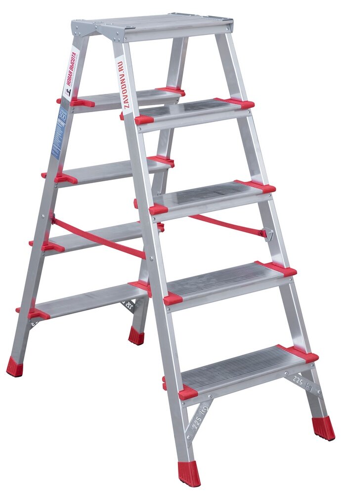 Стремянка Nv3127 Новая Высота 2-Х Сторонняя Алюминиевая 5 Ступеней Рабочая Высота: 3.10 М, Нагрузка 150 Кг.