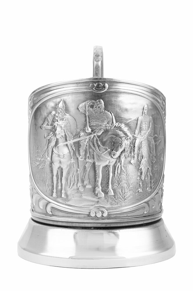 Подстаканник подарочный никелированный Три богатыря