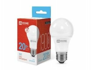 Лампа светодиодная ASD/inHome VC ЛОН A60 E27 20W(1800lm) 6500К 6K 135x60 (без пульсации) 0310