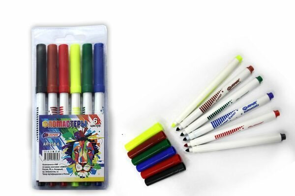 Фломастеры 6 цв . "ASMAR" "зебра"
