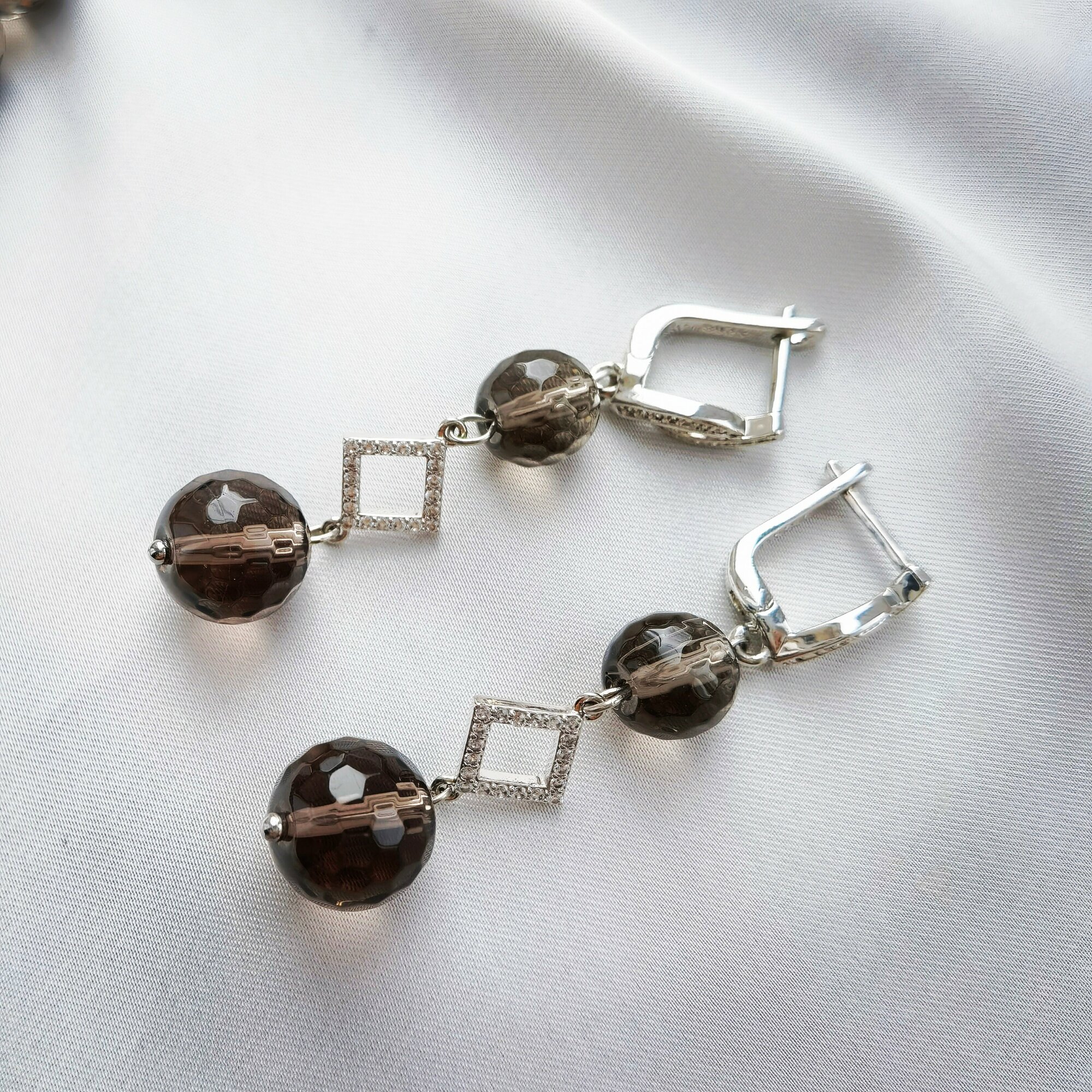 Серьги, раухтопаз