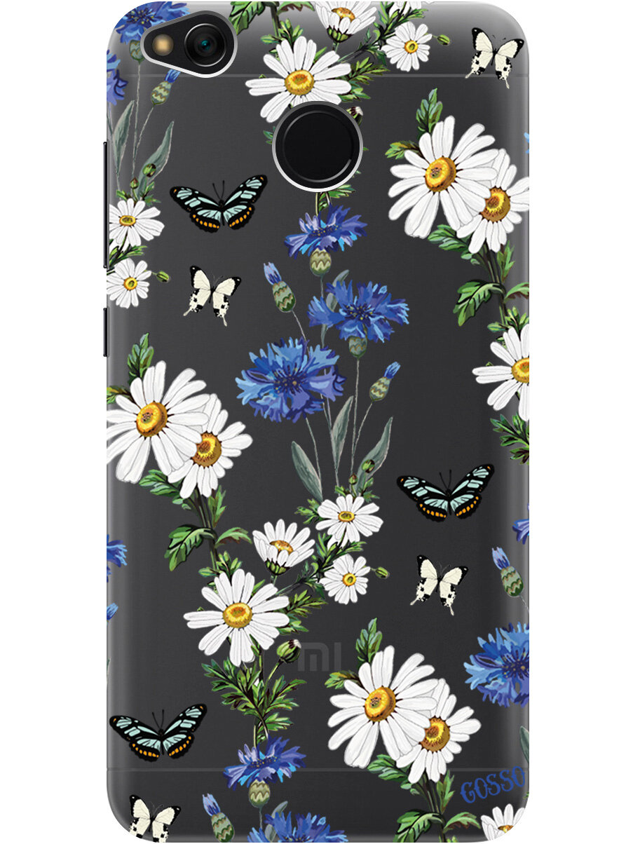 Силиконовый чехол на Xiaomi Redmi 4X, Сяоми Редми 4Х с 3D принтом "Hello, Camomiles" прозрачный
