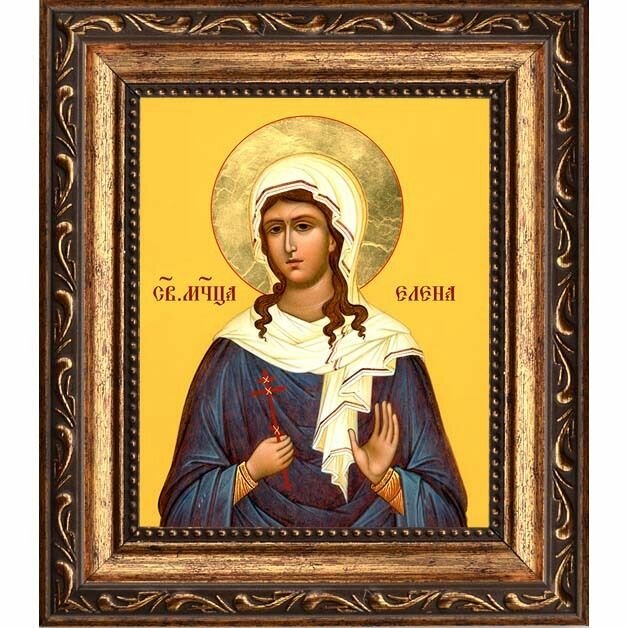 Елена мученица, дочь апостола Алфея. Икона на холсте. (10 х 12 см / В раме)