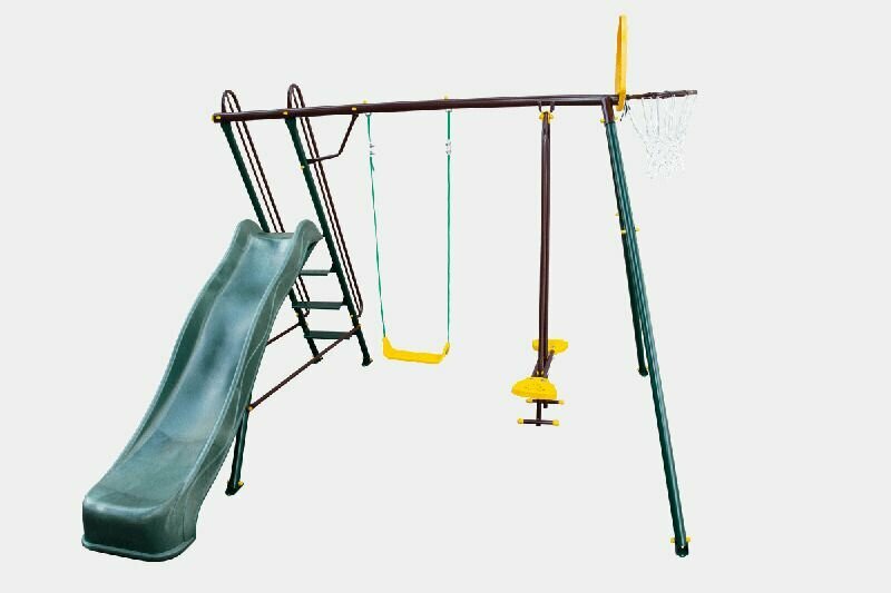 Детский игровой комплекс Olsa "Солнышко-5", металл/пластик, желтый, лестницей и кольцом, 247x238x212 см