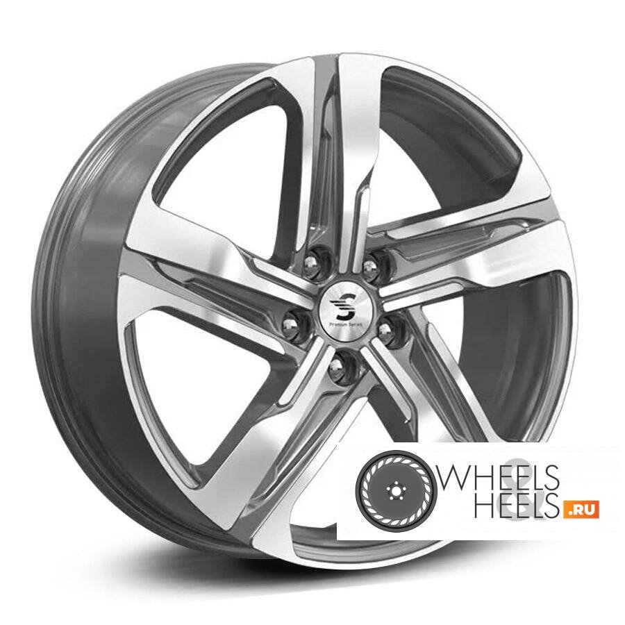 Диск Premium Series КР004 Sportage 19x7.5 5x114.3 et50 dia67.1 Темно - серый глянцевый с полированной лицевой поверхност