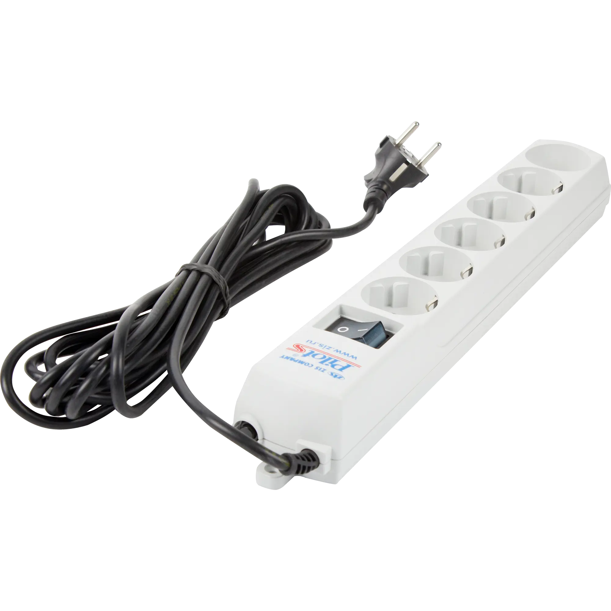 Сетевой фильтр/Удлинитель Pilot S 5 розеток с заземлением 1 розетка без заземления 5 м 2200 Вт, цвет белый