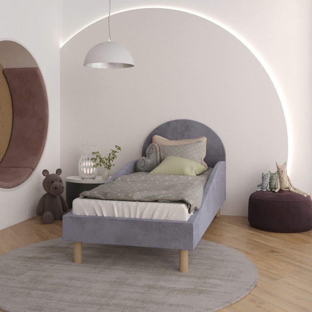 Детская кровать мягкая с бортиками 70x200 Солнышко цвет Серый