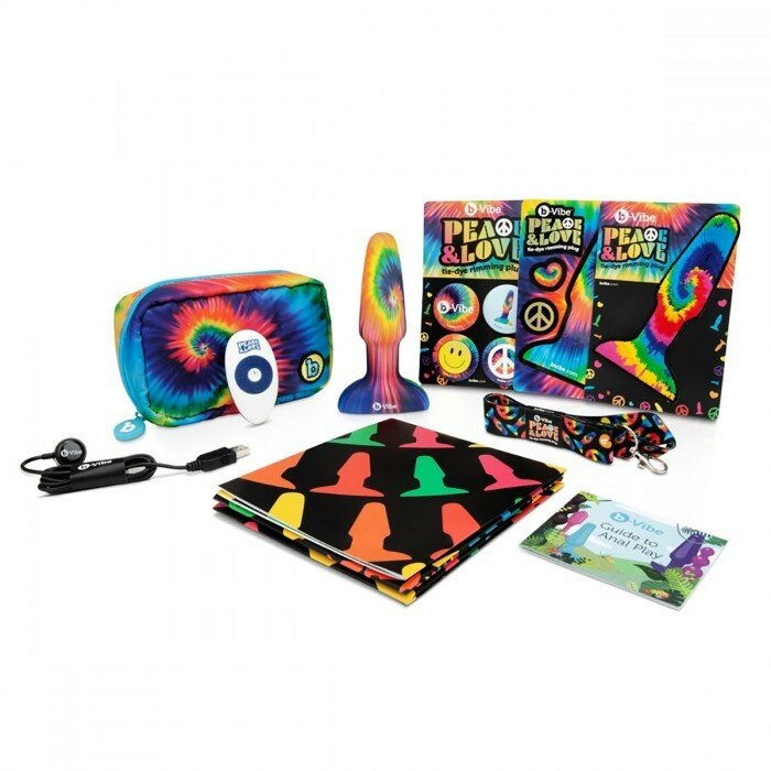 Анальная премиум-пробка с эффектом римминга «Peace and Love Tie-Die»