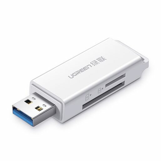 Картридер UGREEN CM104 (40753) USB 3.0 to TF + SD Dual Card Reader. Цвет: белый.