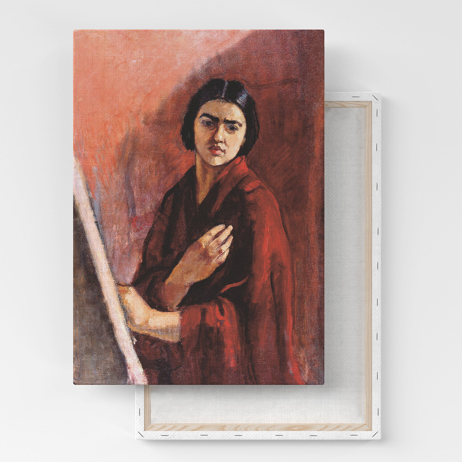 Картина на холсте, репродукция / Амрита Шер-Гил - Self-Portrait with Easel / Размер 80 x 106 см